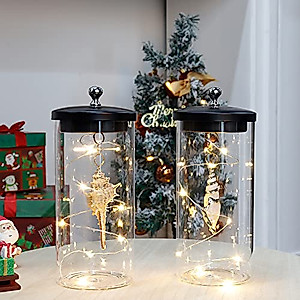 JHY DESIGN Set of 2 Sea Shell Pendant Decorative Lamp Battery Powered Lights 7" Tall Cordless Lamp Light with Fairy Lights for Living Room Bedroom Kitchen Wedding Xmas Christmas Decorations