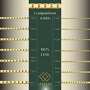 Italian Fashions 14K or 10K REAL Solid Yellow or White or Rose/Pink Gold 0.5 MM,0.6MM,0.7MM,0.8MM,0.9MM,1.1MM,1.2MM Italian Diamond Cut Box Link Chain Necklace gold necklaces for women MADE IN ITALY,