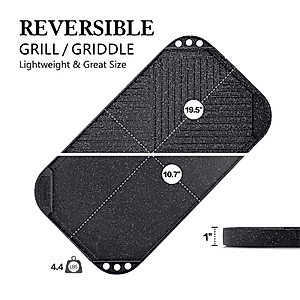 SENSARTE Nonstick Griddle Grill Pan, Pro-Grid Reversible Grill & Griddle Pan, Two Burner Cast Aluminum Griddle, Portable for Indoor Stovetop or Outdoor Camping BBQ, 19.5" x 10.7"