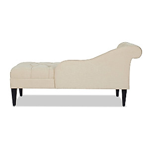 Jennifer Taylor Home Harrison Tufted Roll Arm Lorilee Lounge, Beige Chenille