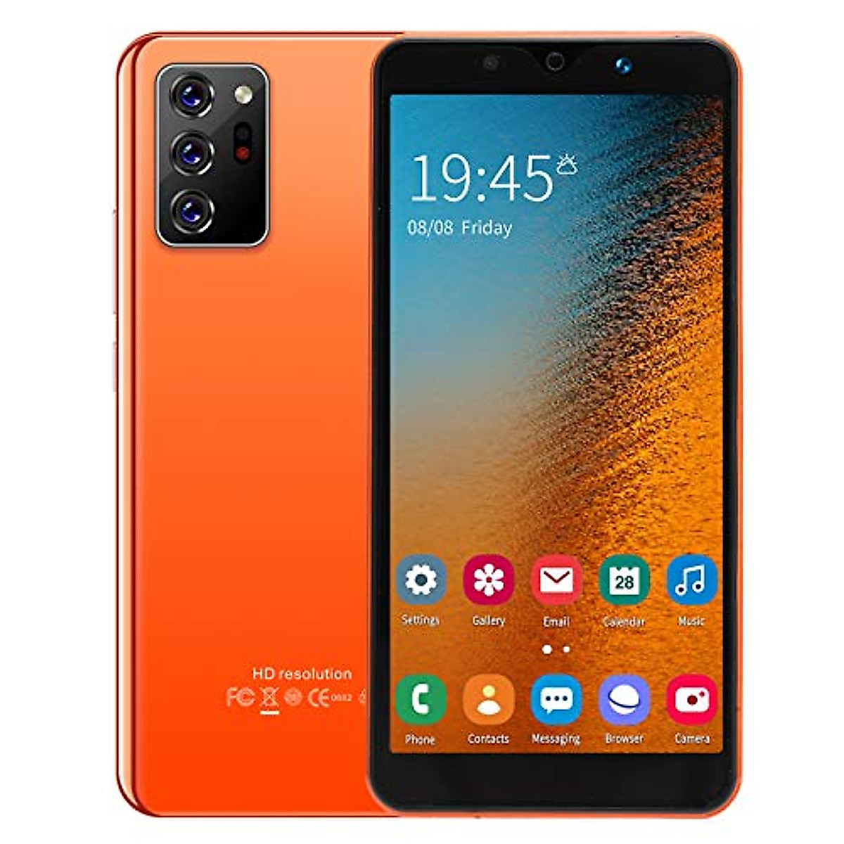 3G Unlocked Smartphone , Note30 Plus 5.72in HD Full Screen Cell Phone , Support APP Face Recognition for Android 8.1 Fingerprint Unlock Smartphone , 512M 4G , Dual SIM Dual Camera Orange