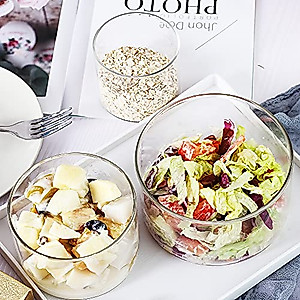 LUXU Glass Salad Bowl 46 oz,Fruit Bowl 29 oz Milk Bowl 15 oz,Set of 3 Glass Mixing Bowl All Purpose Round Serving Bowl Great for Serving Salad,Fruit,Popcorn, Dips,Condiments,Snack,Oatmeal and More