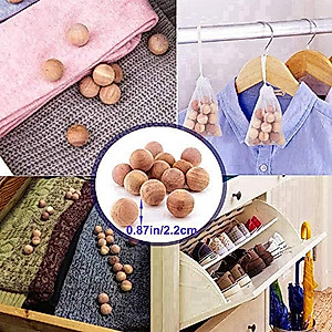 Tiamu Cedar Balls for Closets and Drawers Natural Cedar Balls for Clothes Storage 48PCs with 2 Satin Bags