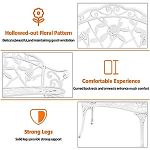 Yaheetech Patio Garden Bench Park Bench Outdoor Benches, Aluminium Patio Yard Bench for Outdoor Porch, Lawn, Balcony, Backyard