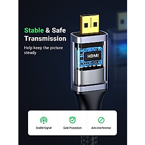 UGREEN 4K Micro HDMI to HDMI Cable 6.6FT, Aluminum Shell Braided High Speed 18Gbps,4K 60Hz HDR 3D ARC Compatible with GoPro Hero 7 6 5 Raspberry Pi 4 Sony A6000 A6300 Camera Nikon B500 Yoga 3 Pro