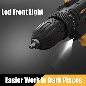 INSPIRITECH 20V Cordless Drill, Power Drill Set with 2 Batteries and Charger,3/8-Inch Chuck Electric Drill Kit with 24-Torque Setting, Drill Driver Bits and Tool Bag Included