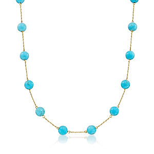 Ross-Simons 8mm Gemstone Bead Station Necklace in 14kt Yellow Gold