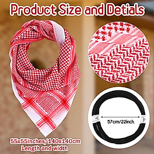 Hoolerry Arab Shemagh Muslim Keffiyeh Head Wrap Scarf Arabic Tactical Desert Headwear with Aqel Rope Halloween Costume Accessories(Red)