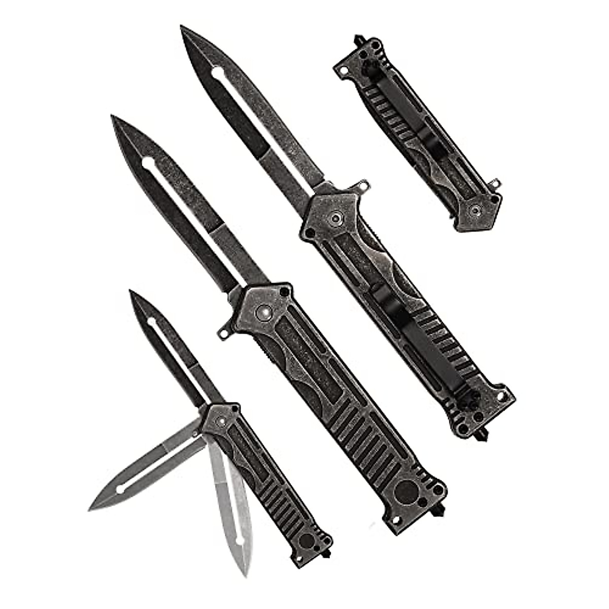 RGNINE Pocket Knife For Men Razor Blade 3.25" - Edc Knife Stainless Steel With Clip, Handle 4.75" - Tactical Folding Knives For Men, Black