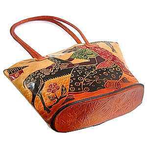 Shankuntala Loving Deer Design Ethnic Hand Embossed 100% Pure Shantiniketan Leather Indian Hand Bag