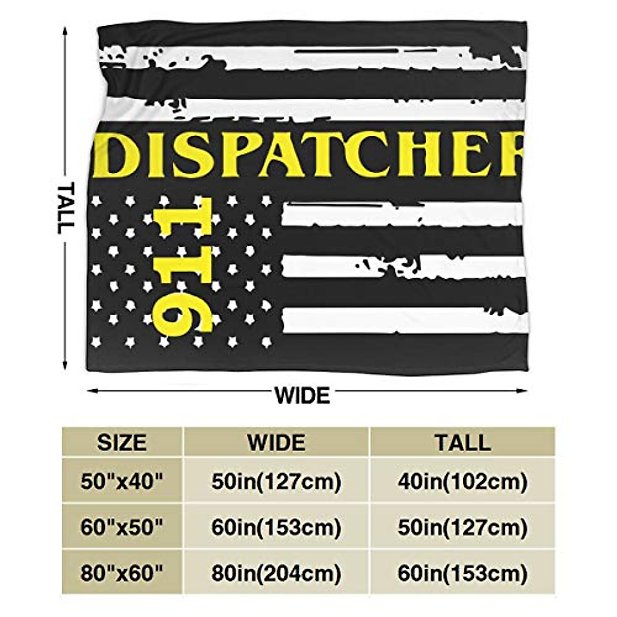 911 Dispatcher Thin Gold Line Warm Ultra Soft Micro Fleece Couch Travel Chair Throw Blanket for Women Men Gift