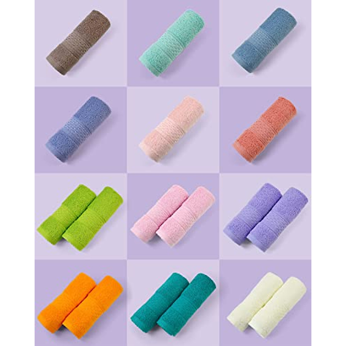 Cleanbear 18-Piece Wash-Cloths-Ultra Soft-Cotton-Washcloths, Bathroom Towels with Assorted Colors, 13 by 13 Inches