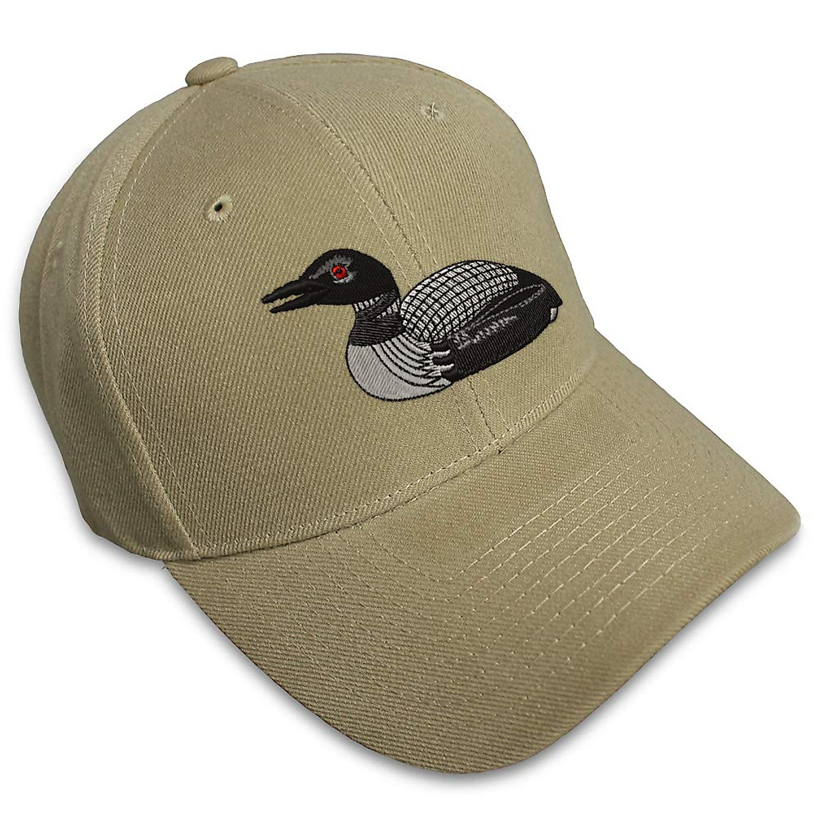 Baseball Cap Loon Embroidery Animals Birds Acrylic Hats for Men & Women Strap Closure Khaki Design Only