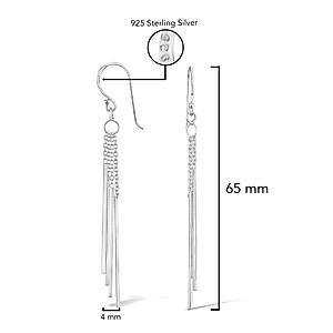 AeraVida Trendy Stranded Stick Drop Sterling Silver Dangle Earring, 4x65mm