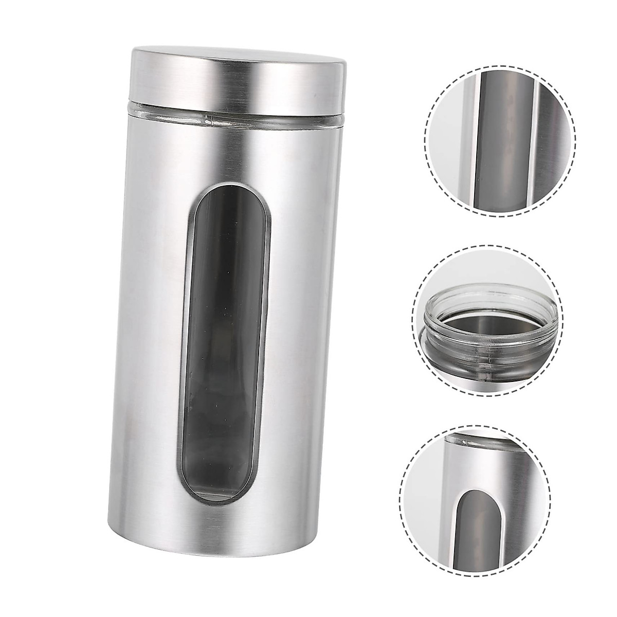 OKUMEYR 1Pc Glass Stainless Steel Airtight Storage Bottle for Kitchen Versatile Food Storage Container with Lid for Household Use for Storing Spices Snacks and More