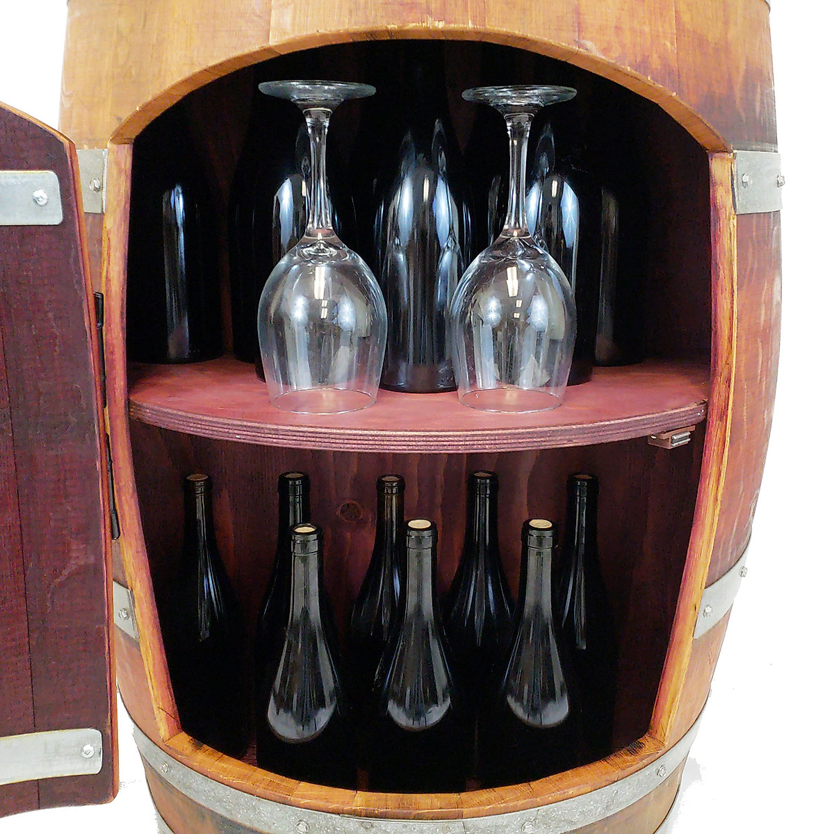 Central Coast Creations Wine Barrel Wine Rack Bar Wine Barrel Furniture (Wine Barrel Stave Top)
