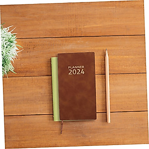NUOBESTY 2024 Agenda Book Portable Notebook Paper Notepad Office Schedule Notepad Delicate Dividing Line Paper Brown Daily Planner Notebook for Planning Schedule Notebook Agenda Notebook