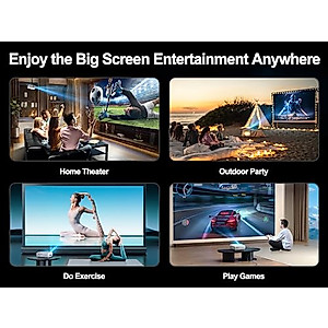 Projector with WiFi and Bluetooth, 5G WiFi 4K Supported Native 1080P 14000L, AGREAGO Portable Outdoor Projector with Screen, Home Theater Projector Compatible with TV Stick/iOS/Android/Win/HDMI/USB