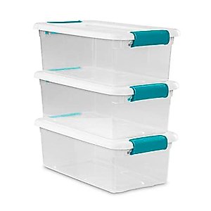 Sterilite Plastic 6 Quart Stacking Storage Box Container with Latching Lid for Home, Office, Workspace, and Utility Space Organization, 48 Pack