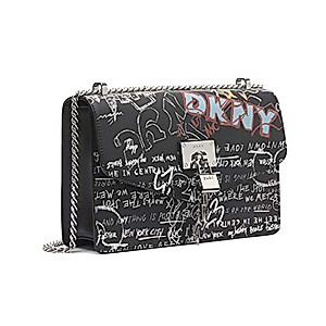 DKNY womens Dkny Elissa Lg Shoulder Bag, Black Graffiti, One Size US