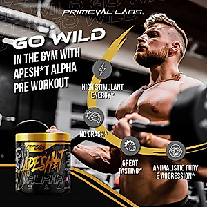 Primeval Labs Ape Alpha Pre Workout Powder, 40 Servings Pink Stardust | Boost Energy, Sport Energizer, Increase Endurance and Focus, Beta-Alanine | 350mg Caffeine Extract, Nitric Oxide Booster