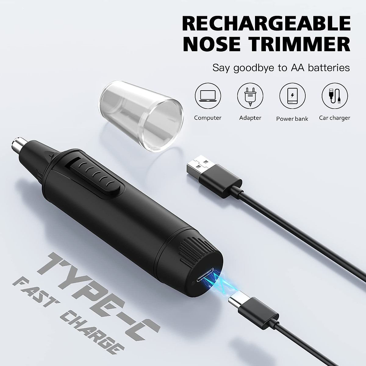 Ear and Nose Hair Trimmer-Rechargeable Nose Hair Trimmer for Men and Women-2023 Professional Painless Nose Clipper Eyebrow &amp; Facial Hair Trimmer-IPX7 Waterproof Dual Edge Blades for Easy Cleansing