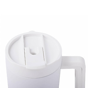 Manna Stainless Steel Double Wall Insulated Tumbler with Smart Seal Dual Sip Lid and Straw Fit Handle - 40 Oz - Linen Powder Coat