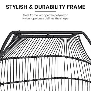 Prime Garden Double Egg Chair Indoor Outdoor with Oversized Thicken Padded Cushions, 2 Person Egg Loveseat Chair, 660 lbs Patio Rocking Chair for Balcony Porch Backyard Grey