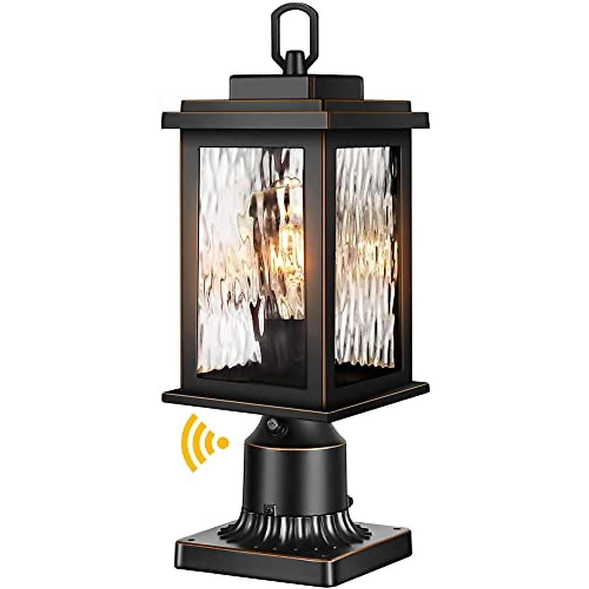 VIANIS Dusk to Dawn Outdoor Post Light with Pier Mount Base, Waterproof Lamp Post Light Fixture, Black Aluminum 3-inch Exterior Post Lamp with Tempered Glass for Driveway, Backyard, Patio, Garden