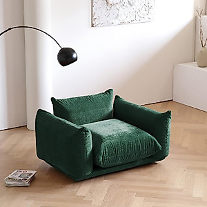 JACH Mid-Century Modern Comfy Sofa Couch with Thick Cushion, Chenille Single Accent Chair Deep Seat Couches, 50" Plush Sofas Furniture for Small Spaces Living Room Bedroom Office Apartment, Green