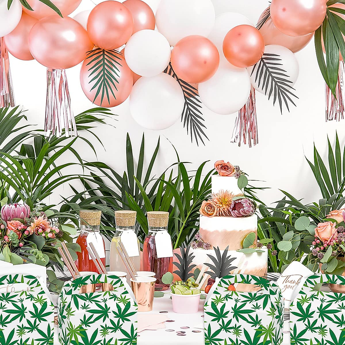 CIEOVO 24 Pack Weed Leaves Party Favor Treat Boxes, Leaf Print Goodie Candy Treat Present Boxes Recycled Party Favor Boxes for Green Weed Leaves Theme Birthday Baby Shower Party Supplies Decoration
