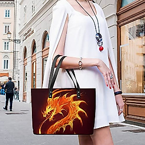 Womens Handbag Dragon Leather Tote Bag Top Handle Satchel Bags For Lady