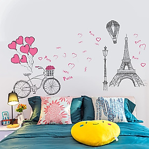 CIWEI Paris Wall Stickers- Eiffel Tower Wall Decal- Paris Wall Decor for Girl Bedroom Living Room Paris Themed Party Decoration 23.6 × 35.4 Inch