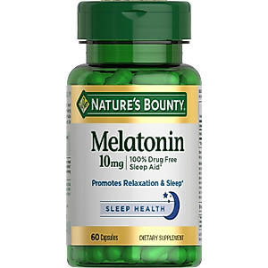 Nature's Bounty Melatonin, 100% Drug-Free Sleep Aid, Dietary Supplement, 10 mg, 60 Count