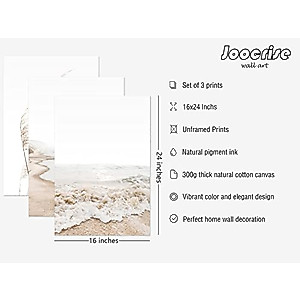Beach Wall Art Boho Prints Coastal Canvas Wall Art UNFRAMED, Beach Pictures Wall Art Pampas Grass Ocean Poster Plant Landscape Beach Scene Artwork for Living Room Bedroom Decor 16x24 Inch, Set of 3