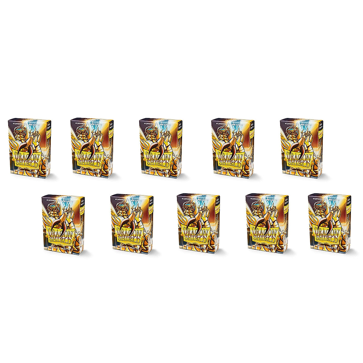 10 Packs Dragon Shield Matte Mini Japanese Gold 60 ct Card Sleeves Display Case