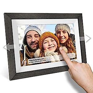 Frameo 10.1 inch Digital Picture Frame WiFi 32GB Smart Digital Photo Frame Wood IPS HD 1280 * 800 1080P Touch Screen Auto-Rotate Easy Setup to use Free Share Photos and Videos app Anywhere from MQQC