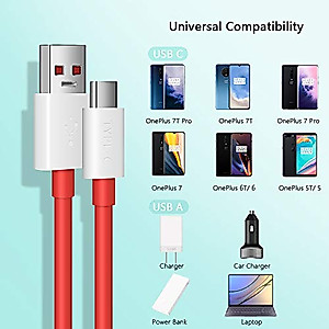 COOYA Dash Charge Cable Replacement for OnePlus 7 6T 6 5 5T,Warp Charge for OnePlus 7 Pro 7T 8 Pro, 6ft 2Pack USB C Charging Data Cable 33W 65W 80W SUPERVOOC Charge for OnePlus 10 Pro/Nord 2T/Nord N20