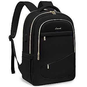LOVEVOOK Laptop Backpack for Women,15.6 Inch College Travel Work Computer Back Pack,Backpacks with USB Port,Water Resistant Back pack with Laptop Compartment for Teacher Nurse,Black