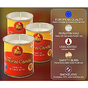 Ner Mitzvah 1 Day Yartzeit Candle - 12 Pack - 24 Hour Kosher Yahrtzeit Memorial and Yom Kippur Candle in Tin Cup Holder