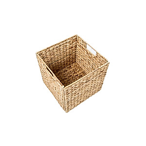 Foldable Hyacinth Storage Basket with Iron Wire Frame By Trademark Innovations (Set of 2) Natural