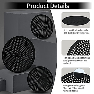 Jersvimc 2Pcs Satinless Steel Shower Drain Hair Cacher with Silica Gel, Black Shower Drain Strainer Bath Shower Drain Cover - 4.75"(120mm) Hair Stopper Floor Drain Protector