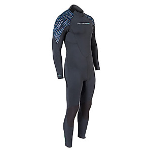 Henderson Mens 5mm Greenprene Back Zip Full Wetsuit-Black/Blue/Silver-M