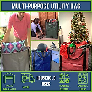 DURASACK Heavy Duty Home and Yard Waste Bag 48-Gallon Woven Polypropylene, Reusable Lawn and Leaf Garden Bag with Reinforced Carry Handles, Pop-Up Self-Standing Garbage Can, Gray