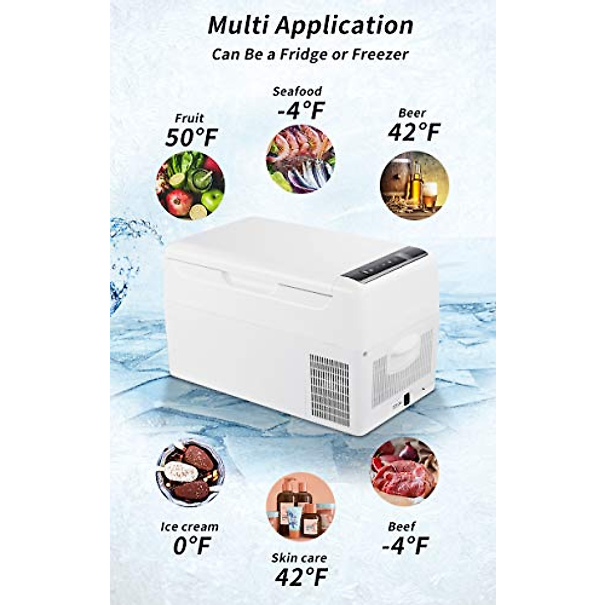 Alpicool C22 Portable Freezer,12 Volt Car Refrigerator with Ice Tray, 23 Quart (22 Liter) Fast Cooling 12V Car Fridge -4℉~68℉, 12/24V DC and 100-240V AC for Outdoor, RV, Truck, Boat (White)