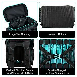 Evolution Fishing Drift Series Tackle Backpack – Seafoam, 3600 Size, Outdoor Rucksack w/ 6 Fishing Tackle Trays, Built In Rain Fly, Heavy Duty Fishing Backpack, Tackle Carrying Case