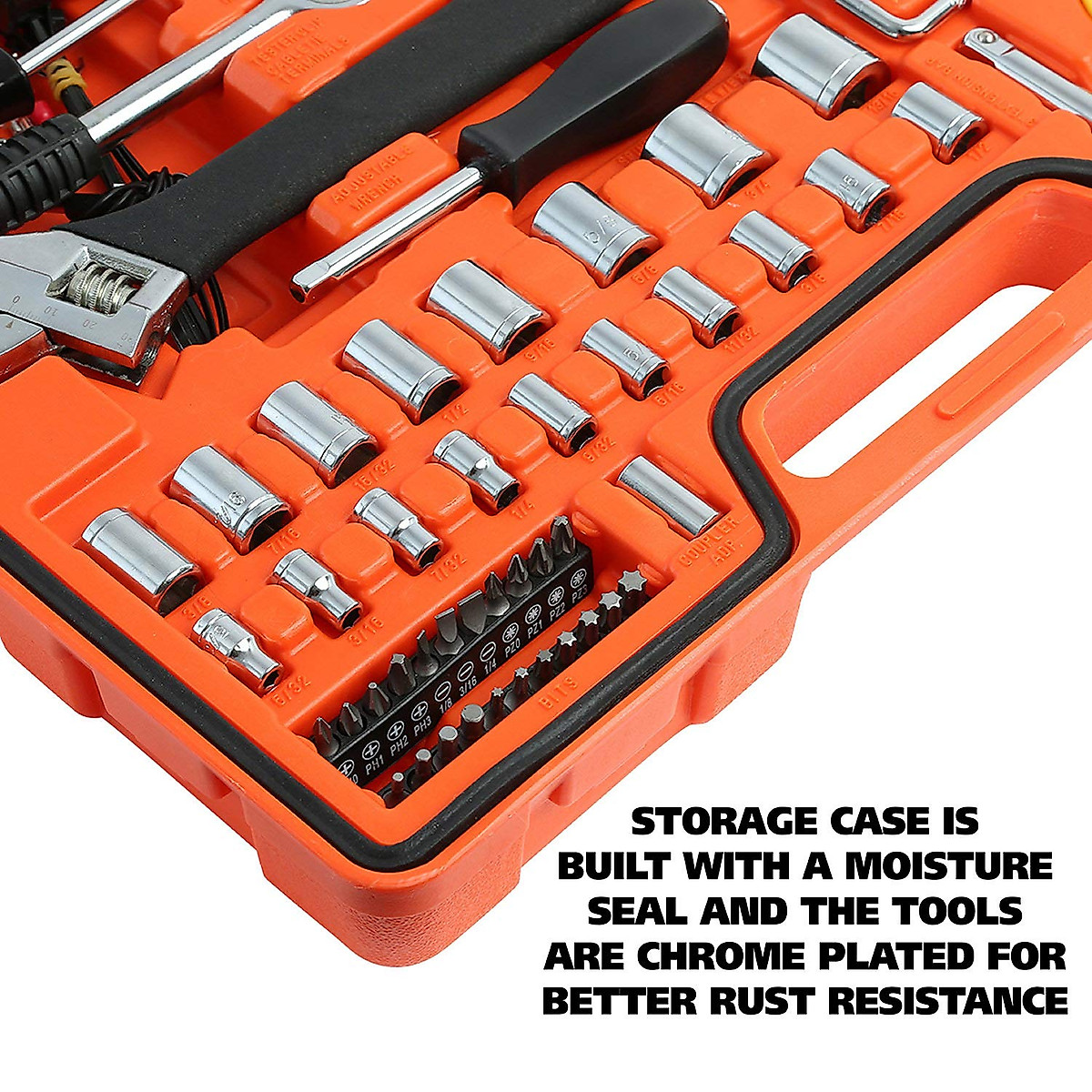 Great Neck MS125 125-Piece Marine Tool Set, Versatile Boat Tool Kit, Water Resistant Marine Tool Kit Case, Emergency Marine Tool Kit For Boats, Chrome Plated