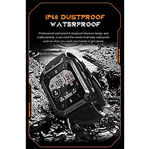 Seiconer Tactical Military Sports Smart Watch for Men,5ATM/IP68 Waterproof Fitness Tracker Heart Rate Blood Pressure SpO2 Sleep Monitor, 1.71" Big Screen Compatible with Android&iOS