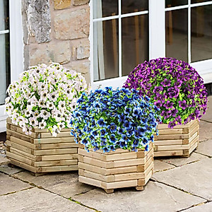 GREENRAIN 6 Bundles Artificial Flowers UV Resistant Fake Plants Outdoor Faux Plastic Flowers Garden Window Box Porch Home Decor (White)