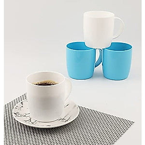 fulong Reusable Plastic Drinking Cup with Handle, BPA Free Microwave & Dishwasher Safe Food Grade PP 13 Ounce Coffee & Milk Mug Set of 5 (Blue)